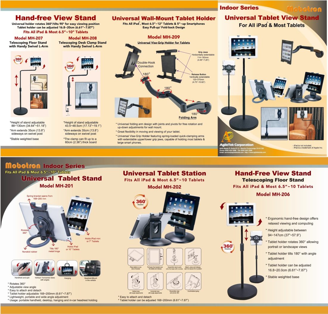 Mobotron HOME SERIES · AgileTek Corp Mobile Electronic Holders AgileTek ...